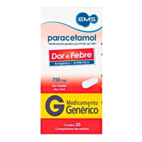 PARACETAMOL 750MG C/20 COMPRIMIDOS REVESTIDOS EMS - EMS S/A GENERICOS