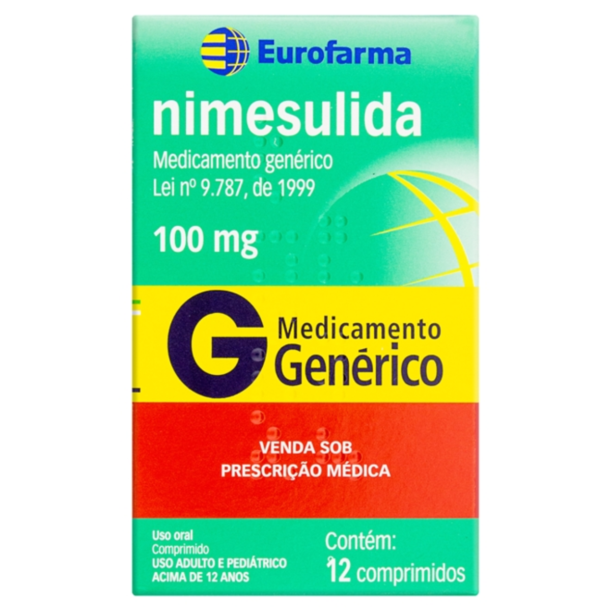 NIMESULIDA 100MG C/12 COMPRIMIDOS EUROFARMA - EUROFARMA LABORATORI