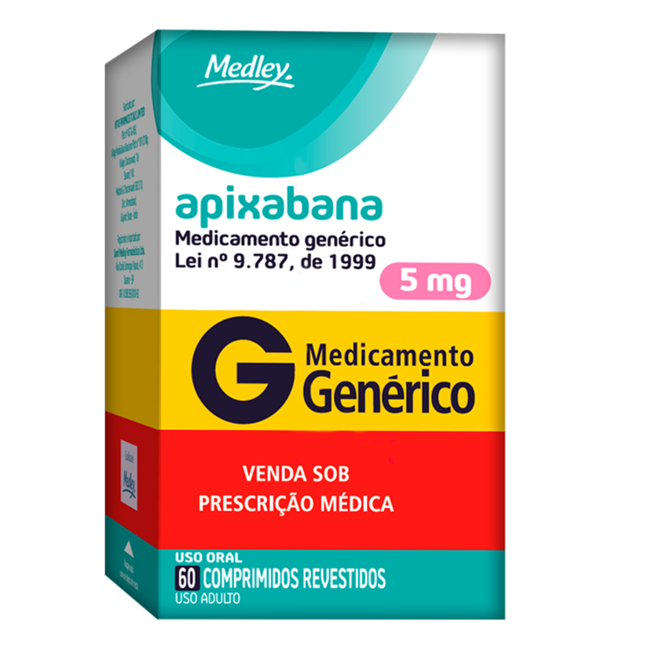 APIXABANA 5MG C/60 COMPRIMIDOS REVESTIDOS MEDLEY - MEDLEY INDUSTRIA FAR