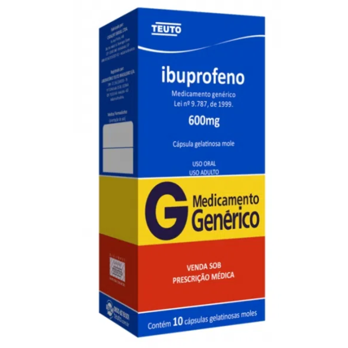 IBUPROFENO 600MG C/10 CÁPSULAS GELATINOSAS MOLE TEUTO - TEUTO BRASILEIRO S