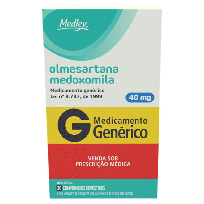 OLMESARTANA MEDOXOMILA 40MG C/30 COMPRIMIDOS MEDLEY - MEDLEY INDUSTRIA FAR