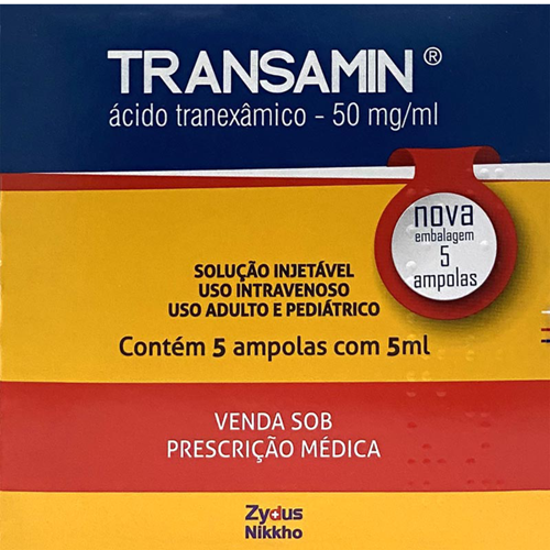 TRANSAMIN 250MG/ML INJETÁVEL 5 AMPOLAS 5ML - NIKKHO