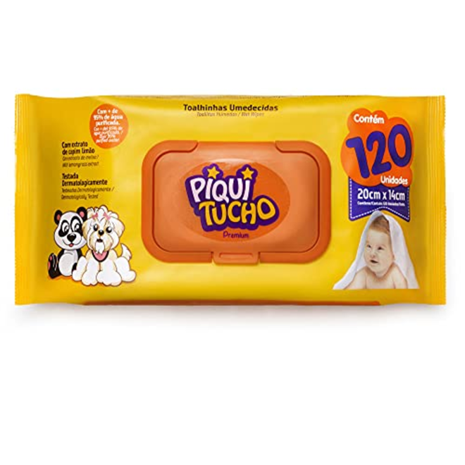 TOALHAS UMEDECIDAS PIQUITUCHO PREMIUM 120 UNIDADES - FW INDUSTRIA E ...