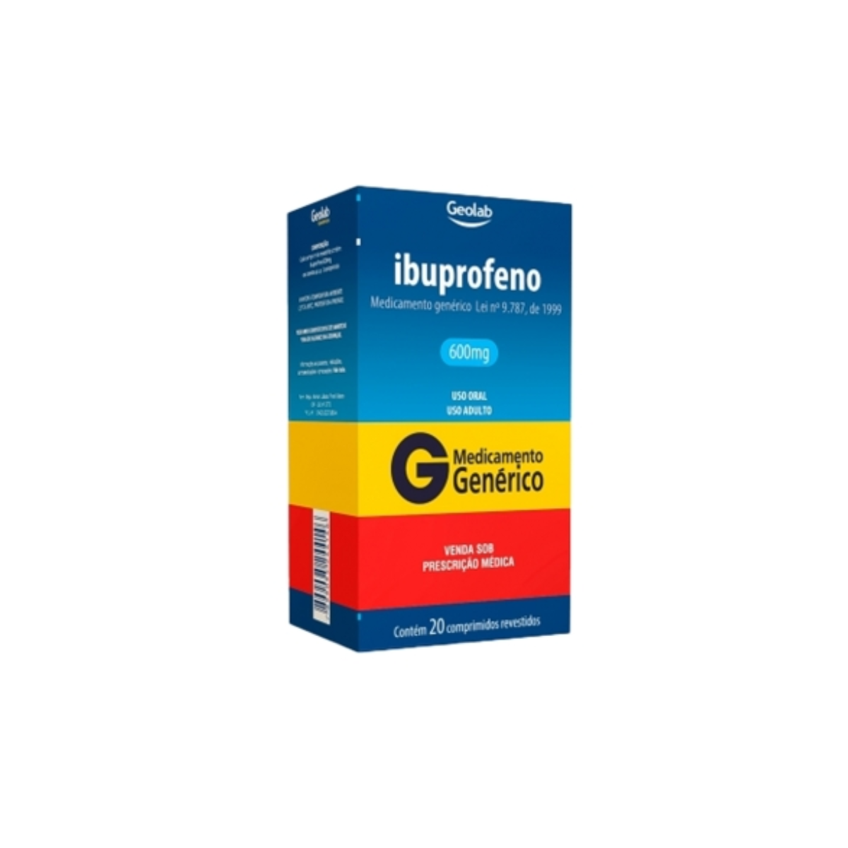 IBUPROFENO 600MG C/20 COMPRIMIDOS GEOLAB - GEOLAB INDUSTRIA FAR
