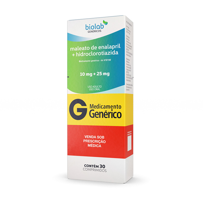 MALEATO ENALAPRIL 10MG + HIDROCLORETIAZIDA 25MG C/30 COMPRIMIDOS BIOLAB ...