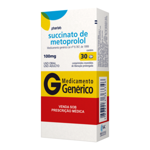 SUCCINATO DE METOPROLOL 100MG C/30 COMPRIMIDOS REVESTIDOS PHARLAB - PHARLAB
