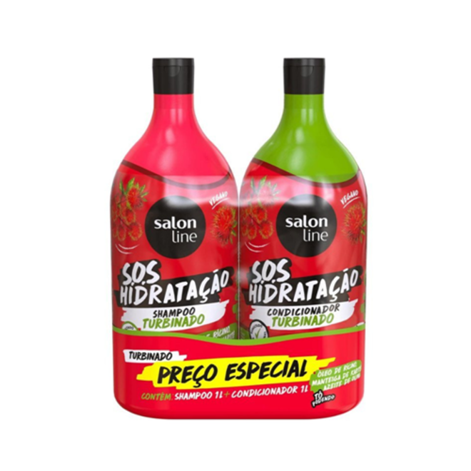 KIT SHAMPOO + CONDICIONADOR SALON LINE SOS HIDRATAÇÃO TURBINADO 1L ...
