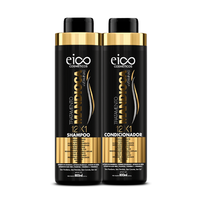 KIT SHAMPOO + CONDICIONADOR MANDIOCA EICO 800ML - JOTA ENE INDUSTRIA E COMERC