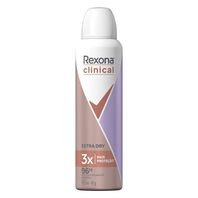 DESODORANTE AEROSOL REXONA CLINICAL EXTRA DRY FEMININO 150ML - UNILEVER ...