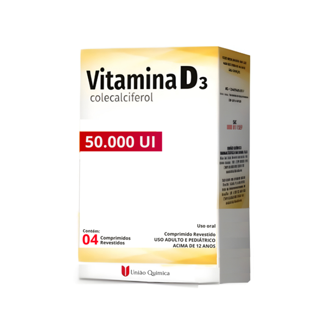 VITAMINA D3 50.000UI C/4 COMPRIMIDOS REVESTIDOS - UNIAO QUIMICA