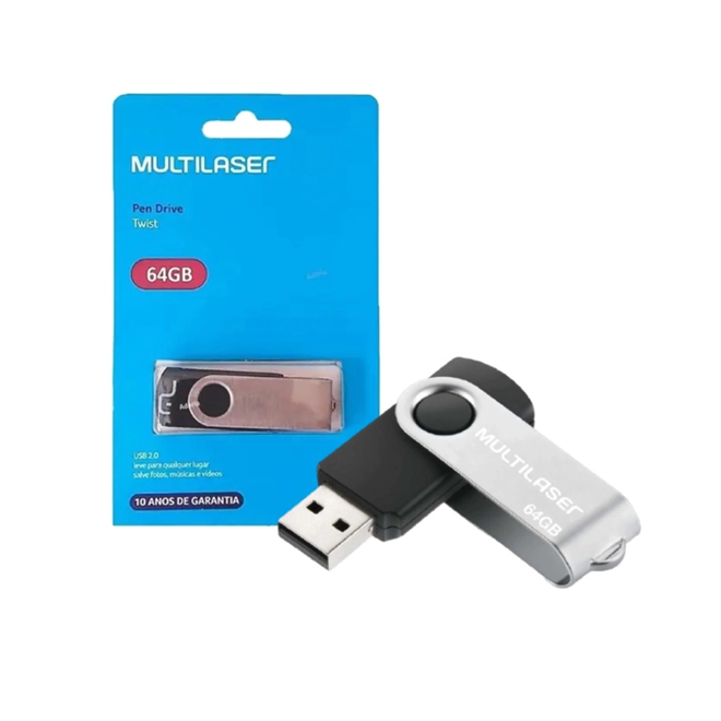 PEN DRIVE MULTILASER TWIST 64GB - MULTILASER INDUSTRIAL