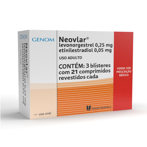 NEOVLAR 0,25MG+0,05MG 3 BLÍSTERES C/21COMPRIMIDOS REVESTIDOS - GENOM