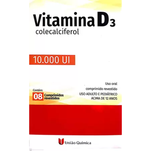 VITAMINA D3 10.000UI C/8 COMPRIMIDOS REVESTIDOS - UNIAO QUIMICA