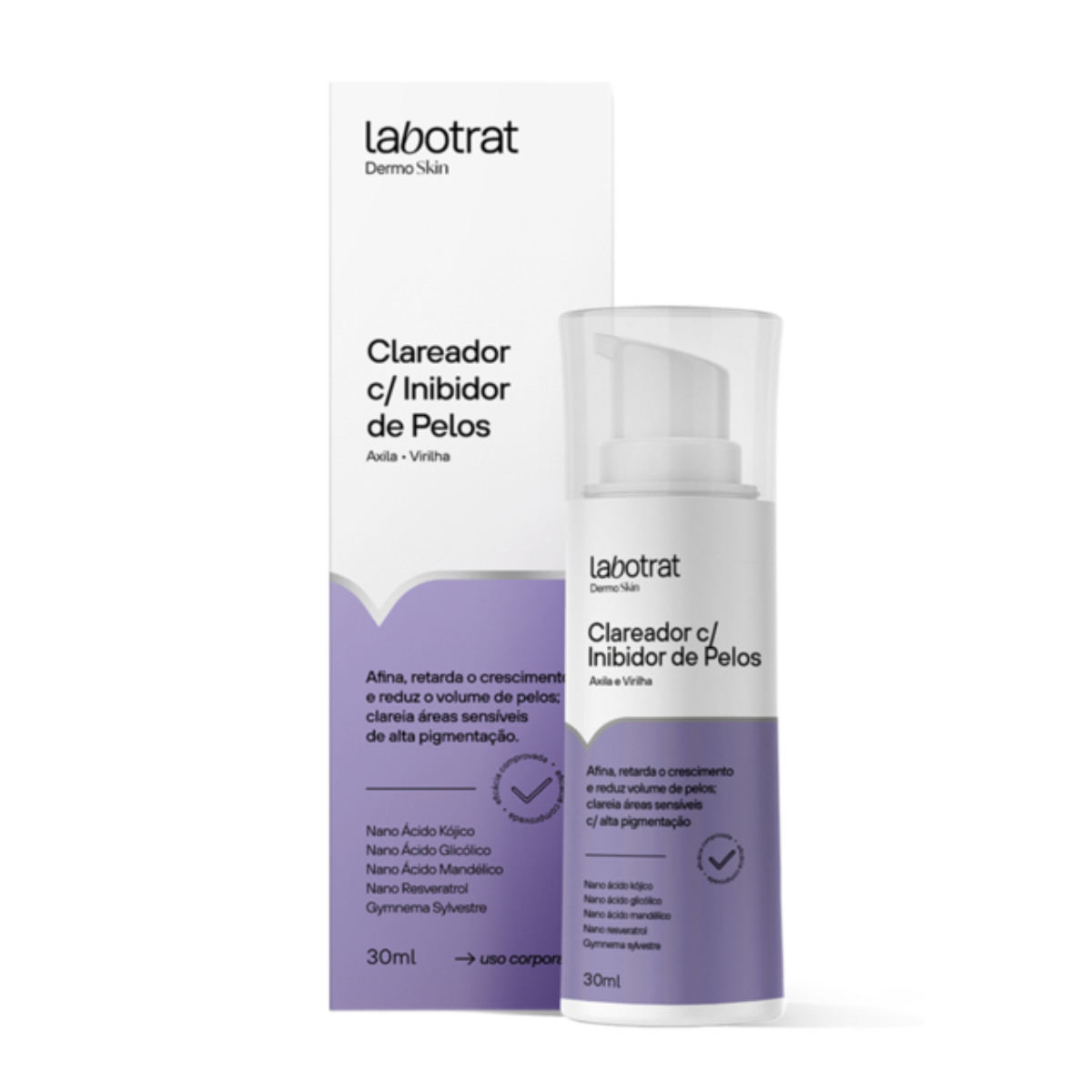 CLAREADOR COM INIBIDOR DE PELOS AXILA E VIRILHA LABOTRAT 30ML ...