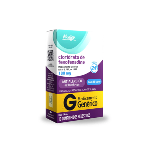 CLORIDRATO DE FEXOFENADINA 180MG C/10 COMPRIMIDOS REVESTIDOS - MEDLEY ...
