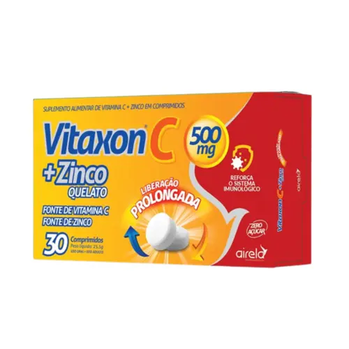VITAXON C 500MG ZINCO QUELATO AÇÃO PROLONGADO C/30 COMPRIMIDOS - AIRELA ...