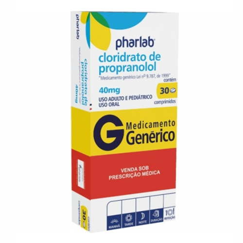 CLORIDRATO DE PROPRANOLOL 40MG C/30 COMPRIMIDOS PHARLAB - PHARLAB