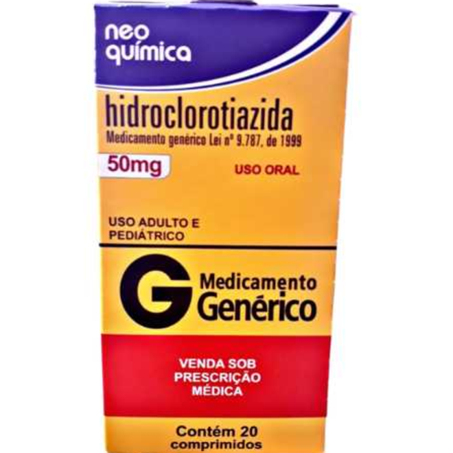 HIDROCLOROTIAZIDA 50MG C/20 COMPRIMIDOS NEO QUÍMICA - NEO QUIMICA COMERC