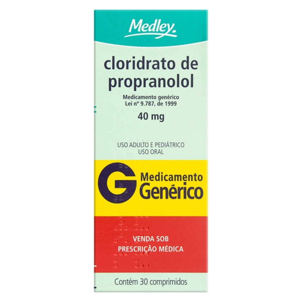 CLORIDRATO DE PROPRANOLOL 40MG C/30 COMPRIMIDOS MEDLEY - MEDLEY ...