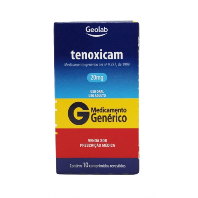 TENOXICAM 20MG C/10 COMPRIMIDOS REVESTIDO GEOLAB - GEOLAB INDUSTRIA FAR