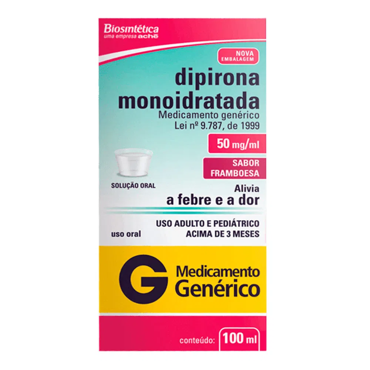 DIPIRONA SÓDICA 50MG/ML SOLUÇÃO ORAL 100ML BIOSINTÉTICA - BIOSINTETICA ...