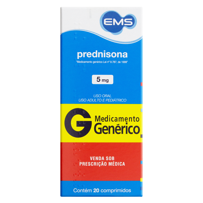 PREDNISONA 5MG C/20 COMPRIMIDOS EMS - EMS S/A GENERICOS