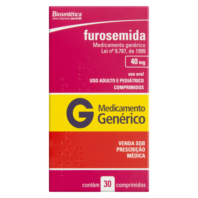 FUROSEMIDA 40MG C/30 COMPRIMIDOS BIOSINTÉTICA - BIOSINTETICA FARMACE