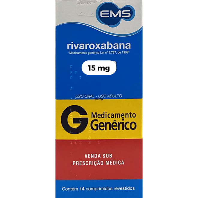 RIVAROXABANA 15MG C/14 COMPRIMIDOS EMS - EMS S/A GENERICOS