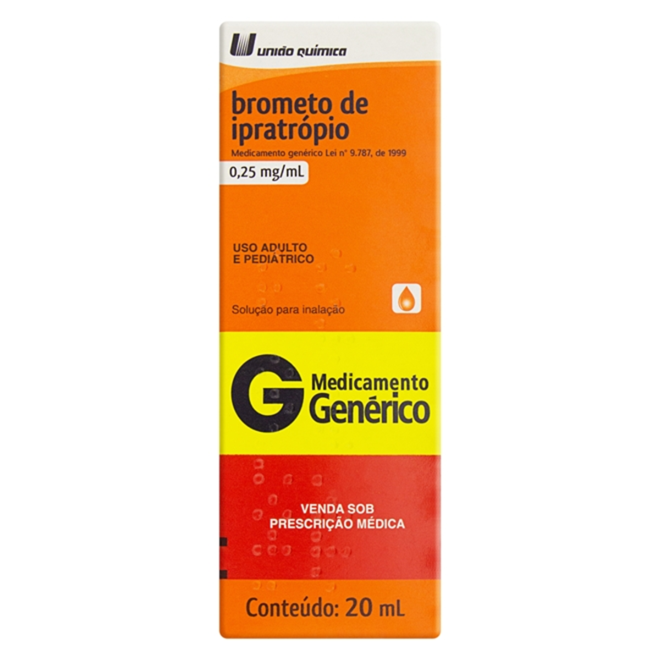 BROMETO DE IPRATRÓPIO 0,25MG/ML SOLUÇÃO INALATÓRIA 20ML UNIÃO QUÍMICA ...