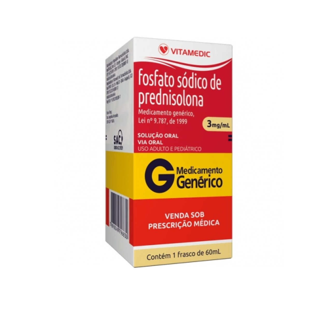 FOSFATO SÓDICO DE PREDNISOLONA 60ML VITAMEDIC - VITAMED