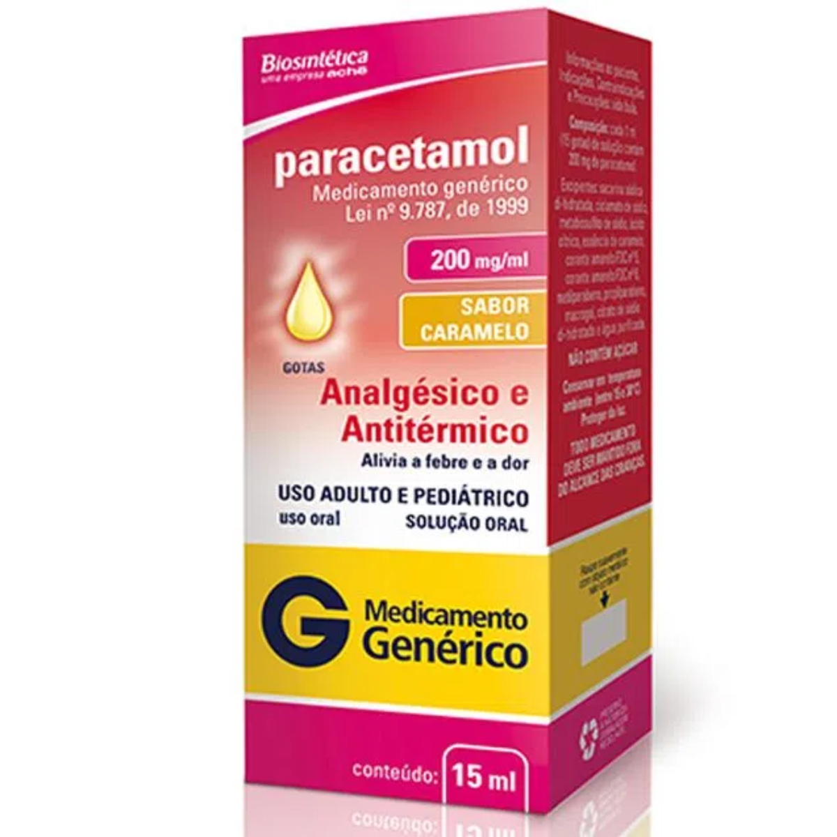 PARACETAMOL 200MG/ML GOTAS 15ML BIOSINTÉTICA - BIOSINTETICA FARMACE
