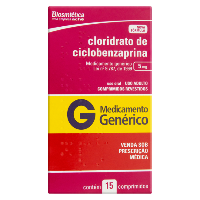 CLORIDRATO DE CICLOBENZAPRINA 5MG C/15 COMPRIMIDOS REVESTIDOS ...