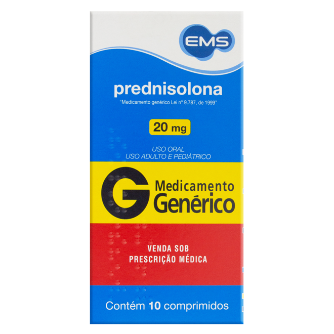 PREDNISOLONA 20MG C/10 COMPRIMIDOS EMS - EMS S/A GENERICOS