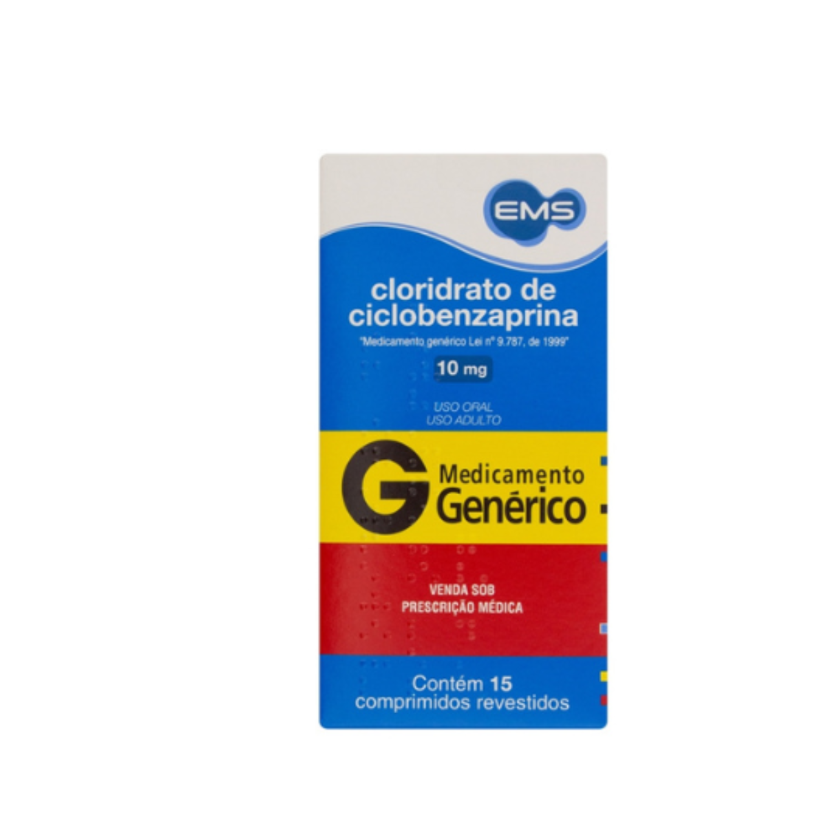 CLORIDRATO DE CICLOBENZAPRINA 10MG C/15 COMPRIMIDOS REVESTIDOS EMS ...
