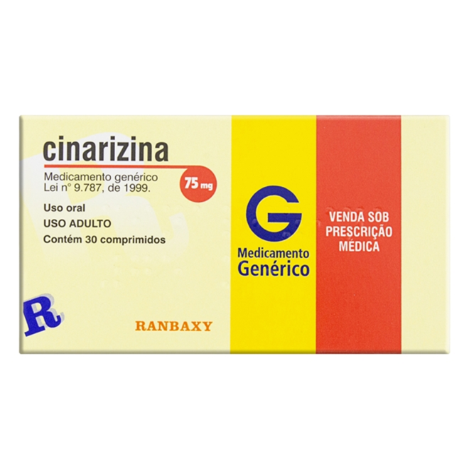 CINARIZINA 75MG C/30 COMPRIMIDOS RANBAXY - RANBAXY