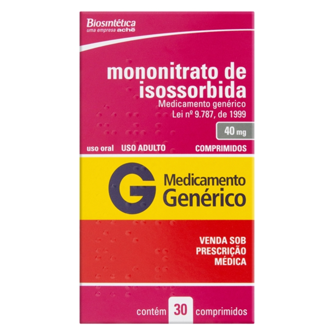 MONONITRATO DE ISOSSORBIDA 40MG C/30 COMPRIMIDOS BIOSINTÉTICA ...