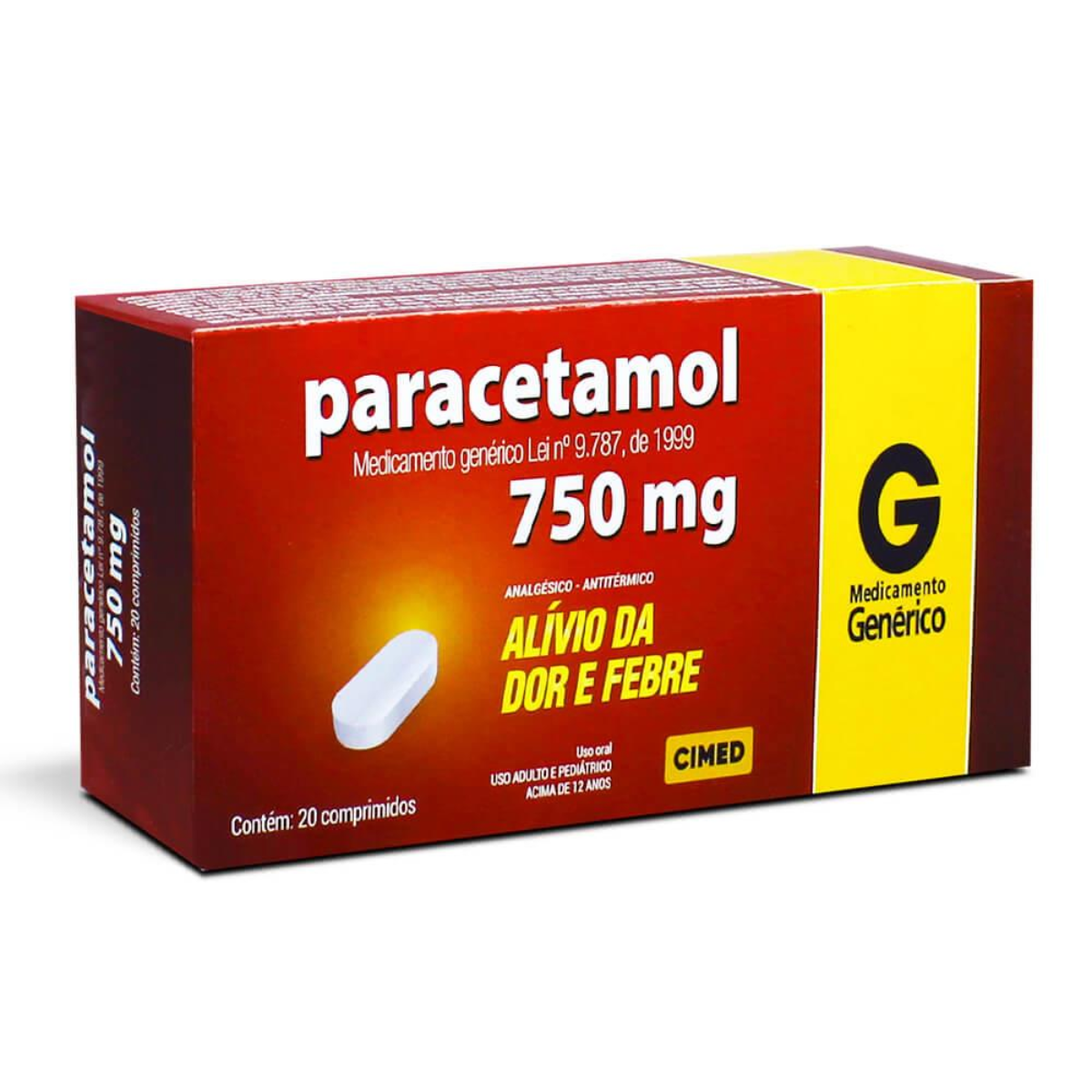 PARACETAMOL 750MG C/20 COMPRIMIDOS CIMED - CIMED INDUSTRIA DE M