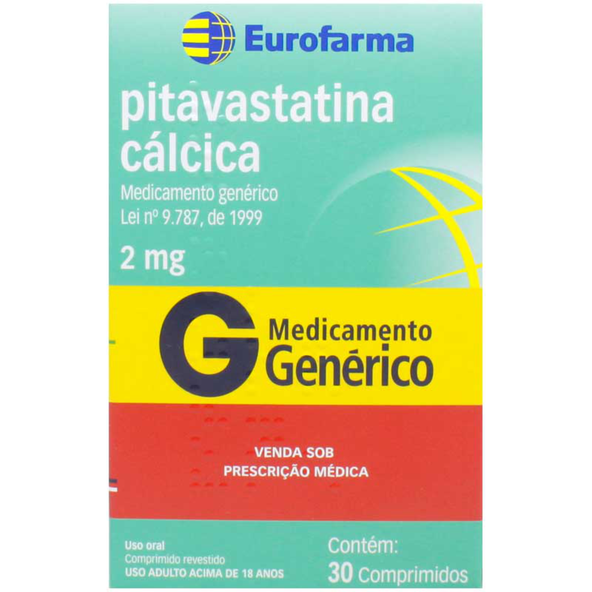 PITAVASTATINA CÁLCICA 2MG C/30 COMPRIMIDOS EUROFARMA - EUROFARMA LABORATORI