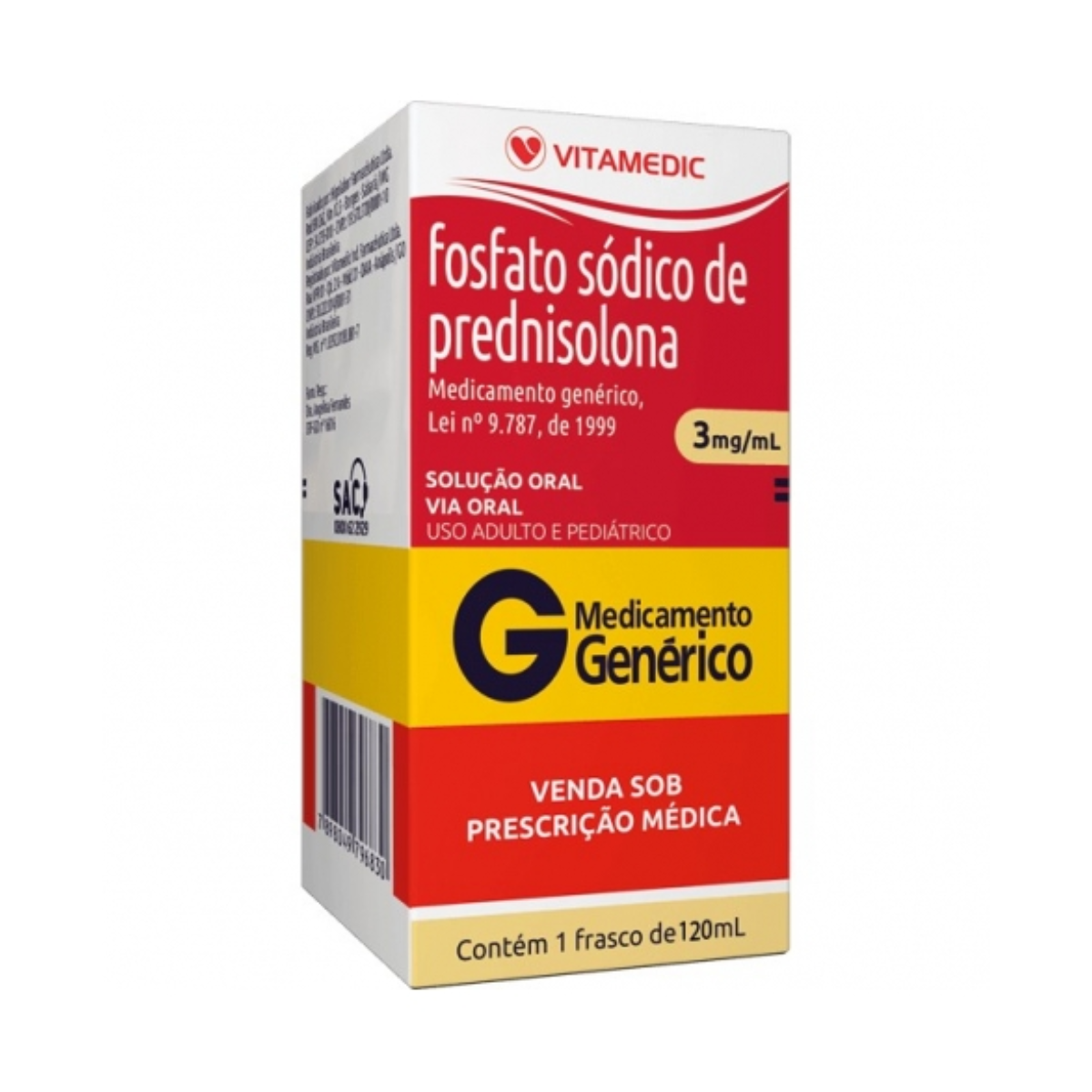 FOSFATO SÓDICO DE PREDNISOLONA SUSPENSÃO ORAL 120ML VITAMED - VITAMED