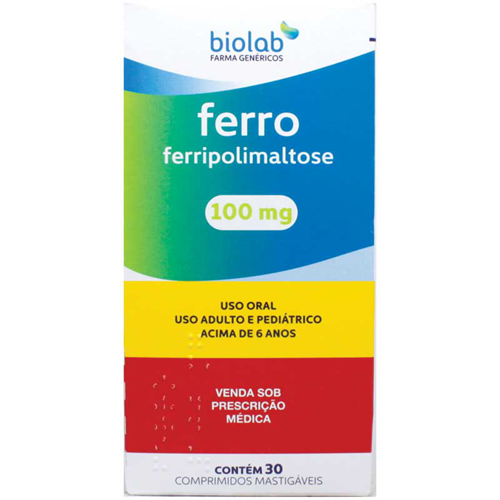 FERRO 100MG C/30 COMPRIMIDOS MARTIGÁVEIS - BIOLAB SANUS FARMACE