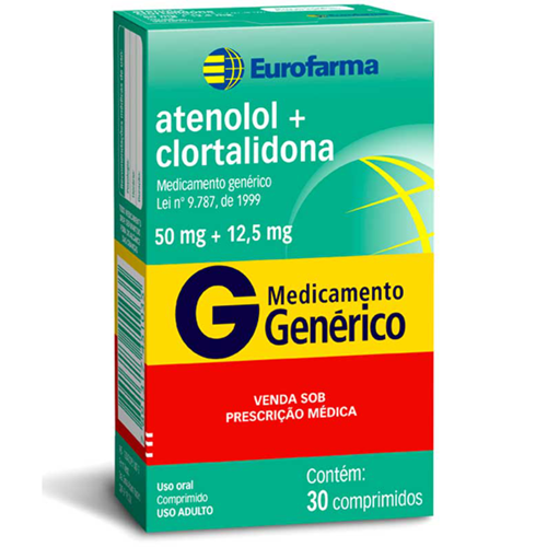 ATENOLOL 50MG + CLORTALIDONA 12,5 MG C/30 COMPRIMIDOS EUROFARMA ...