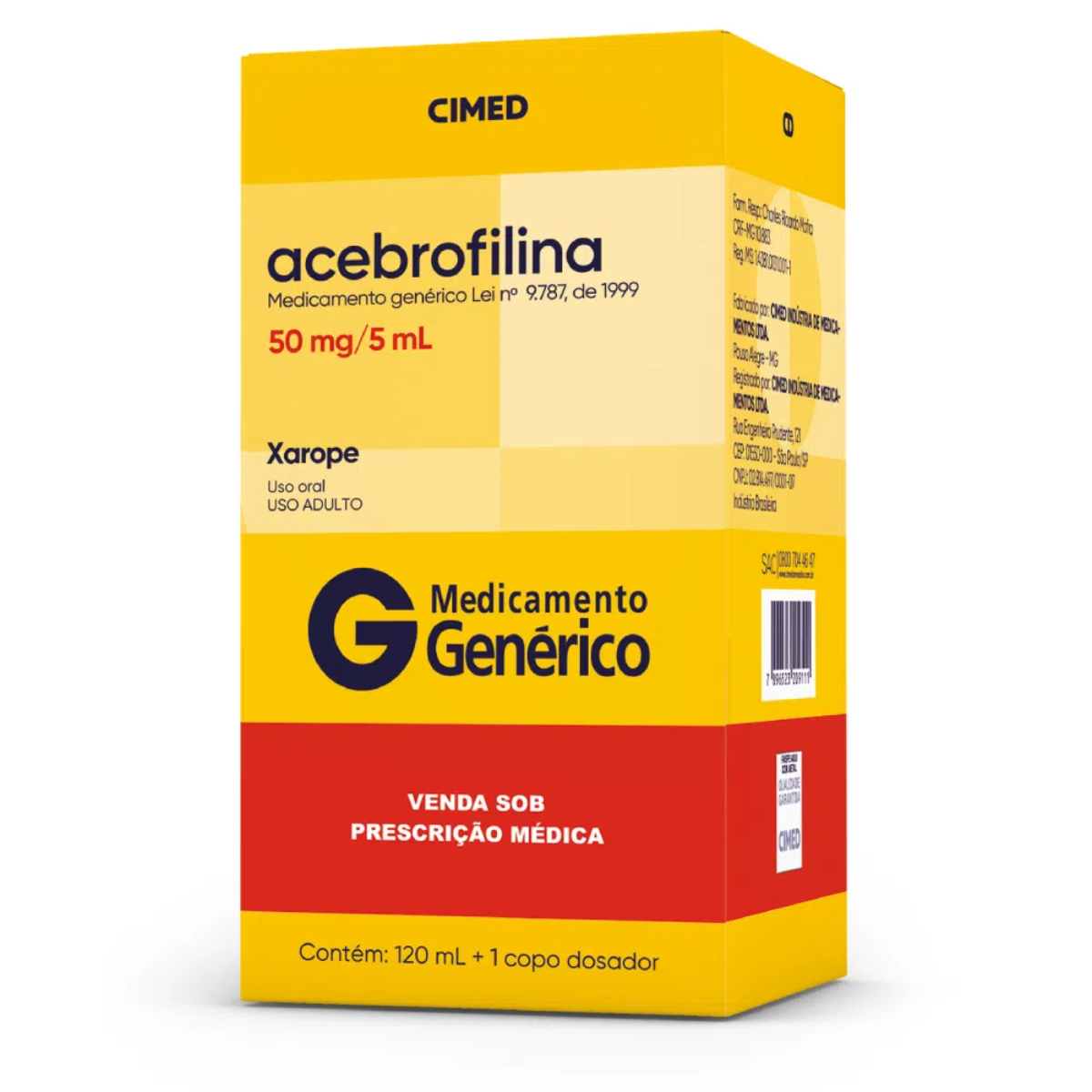 ACEBROFILINA 50MG/5ML XAROPE ADULTO 120ML CIMED - CIMED INDUSTRIA DE M