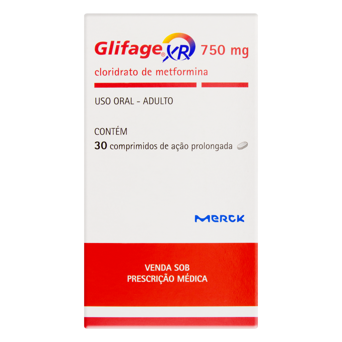 GLIFAGE XR 750MG C/30 COMPRIMIDOS DE AÇÃO PROLONGADA - MERCK