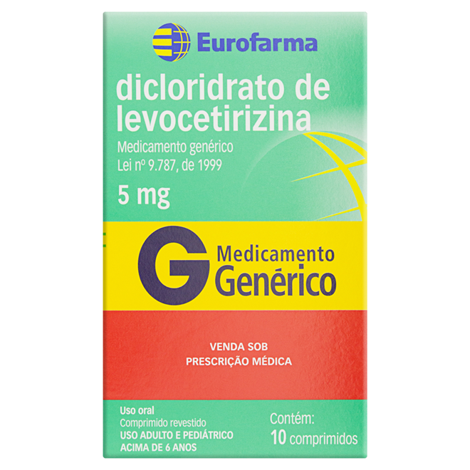 LEVOCETIRIZINA 5MG C/10 COMPRIMIDOS EUROFARMA - EUROFARMA LABORATORI