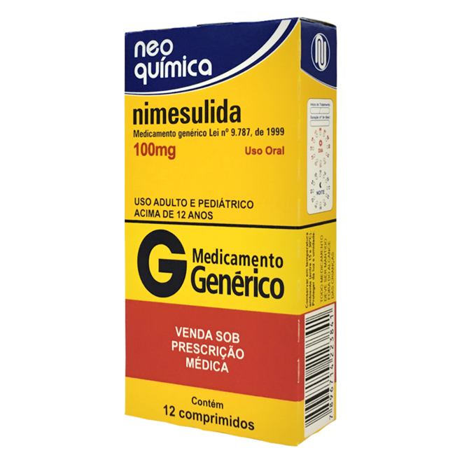 NIMESULIDA 100MG C/12 COMPRIMIDOS NEO QUÍMICA - NEO QUIMICA COMERC