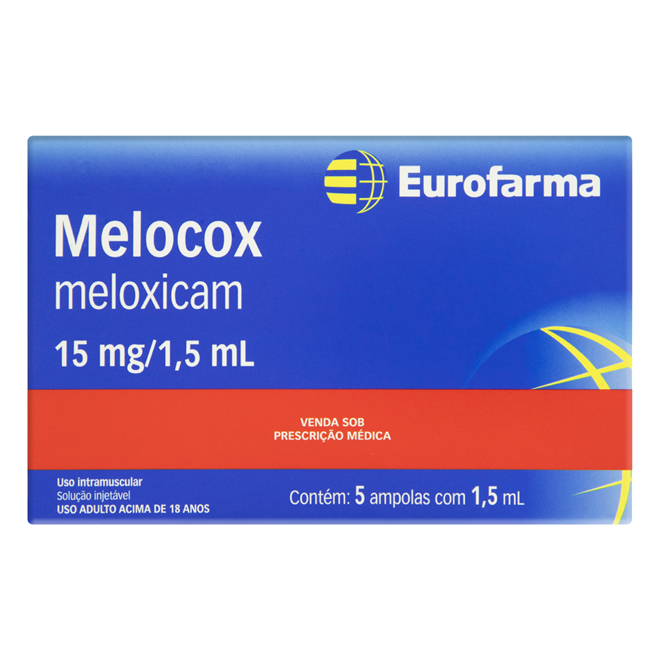 MELOCOX 15MG INJETÁVEL C/5 AMPOLA 1,5ML - EUROFARMA LABORATORI