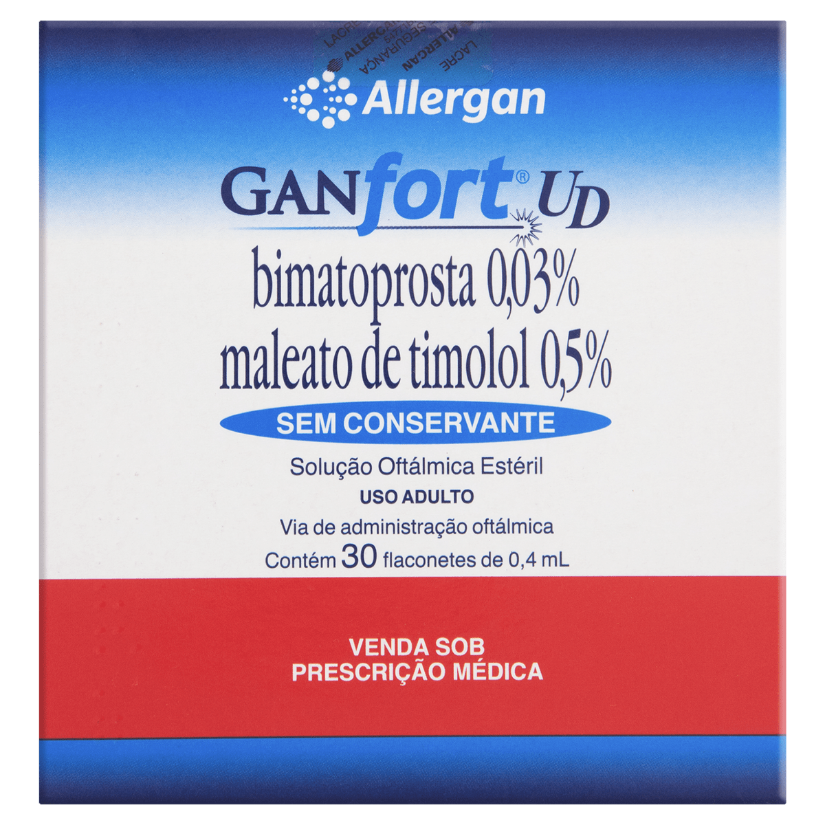 GANFORT SOLUÇÃO OFTÁLMICA C/30 FLACONETES - ALLERGAN PRODUTOS FA