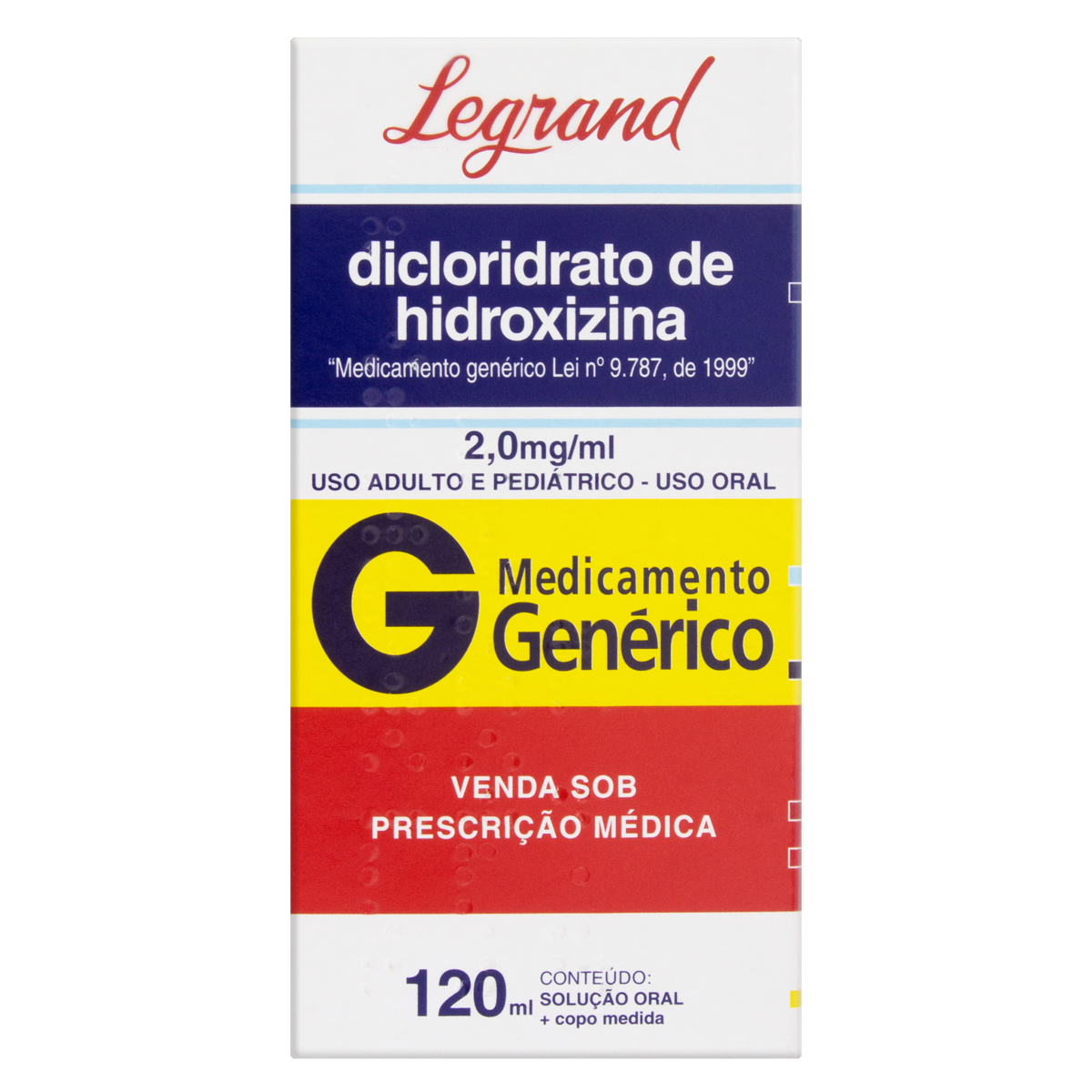 CLORIDRATO DE HIDROXIZINA SOLUÇÃO ORAL 120ML LEGRAND - LEGRAND PHARMA INDUS