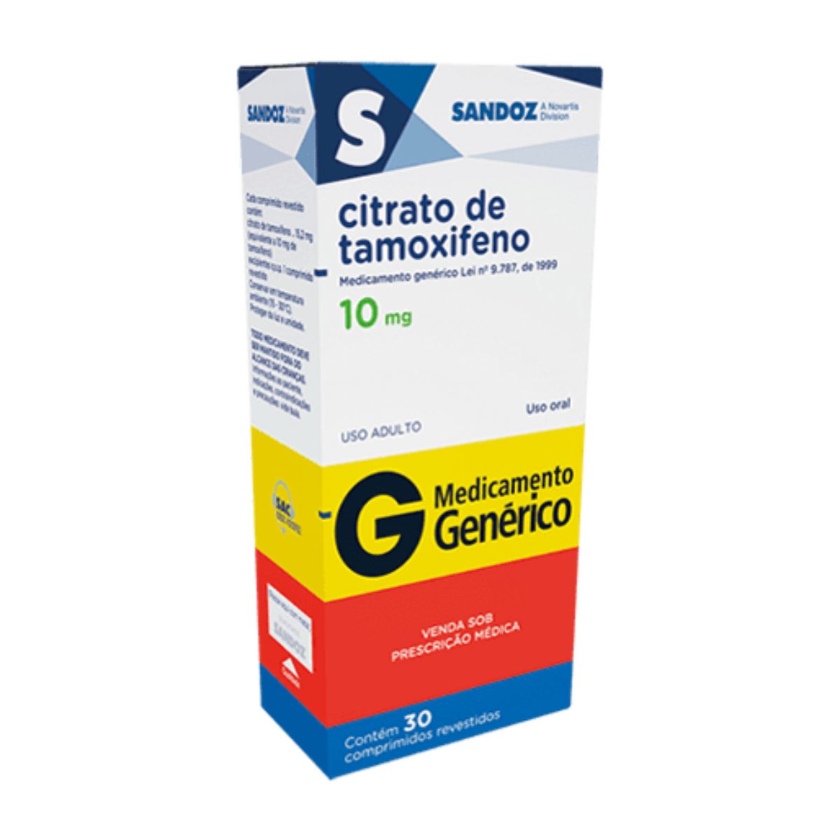 CITRATO DE TAMOXIFENO 10MG C/30 COMPRIMIDOS REVESTIDOS SANDOZ - SANDOZ