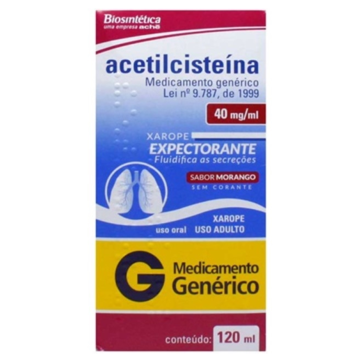 ACETILCISTEINA XAROPE ADULTO 40MG/ML 120ML BIOSINTÉTICA - BIOSINTETICA ...